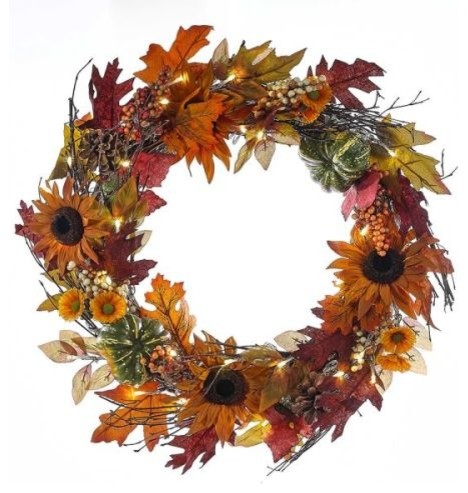 Kurt Adler 24" Battery Operated Fall Twig LED Wreath - Farmhouse ...