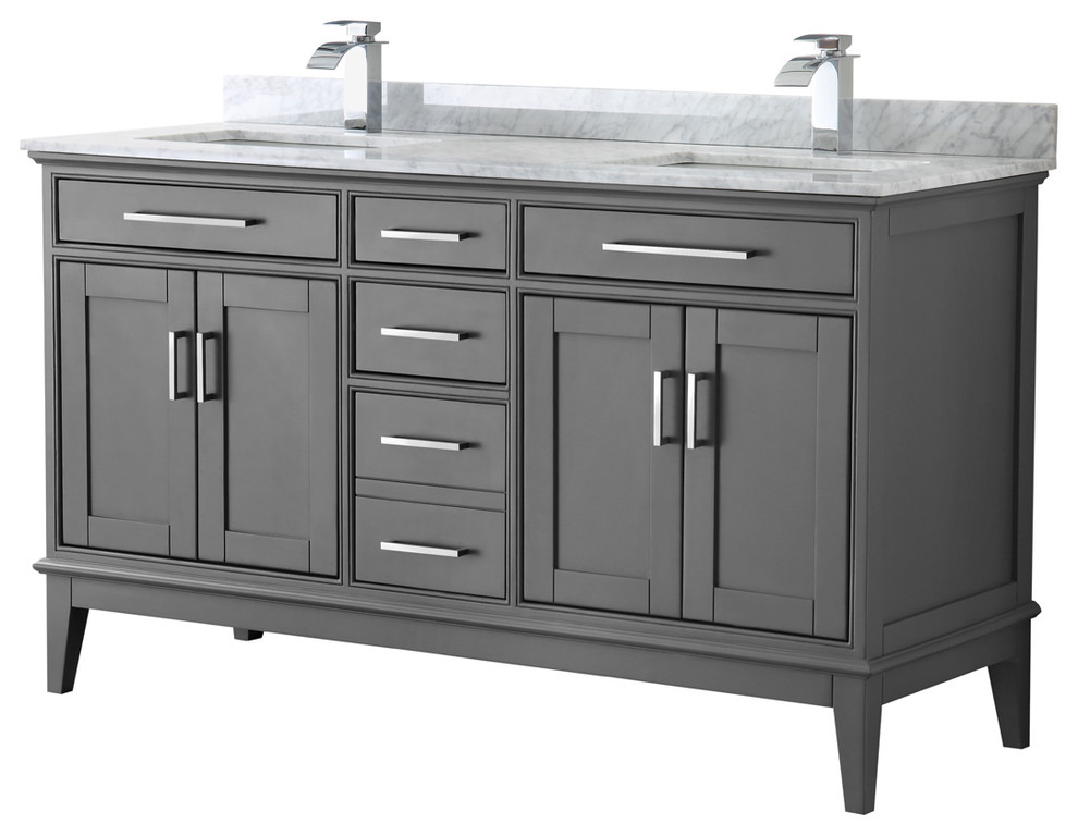 60 Inch Double Bathroom Vanity - Transitional - Bathroom Vanities And ...
