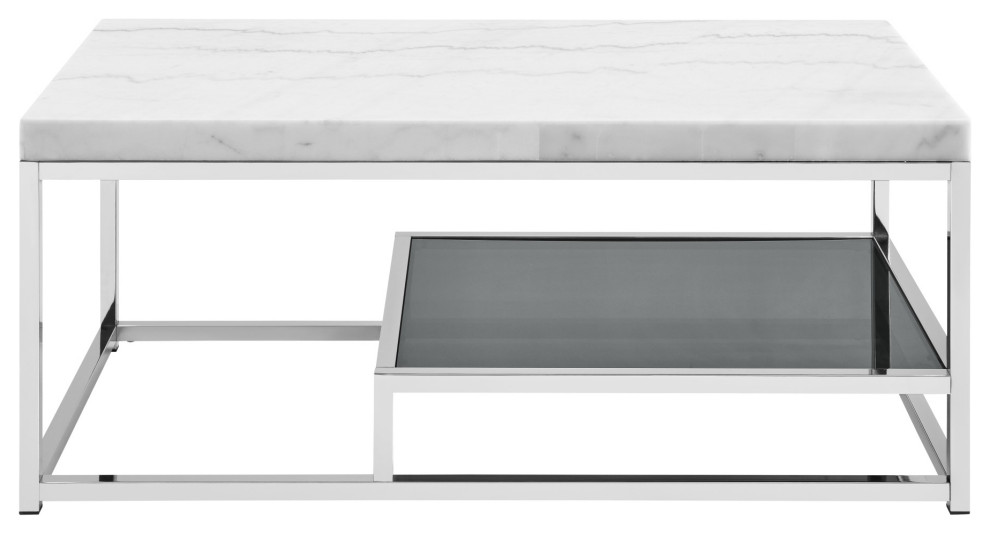 Aston White Marble Top Cocktail Table - Contemporary - Coffee Tables ...