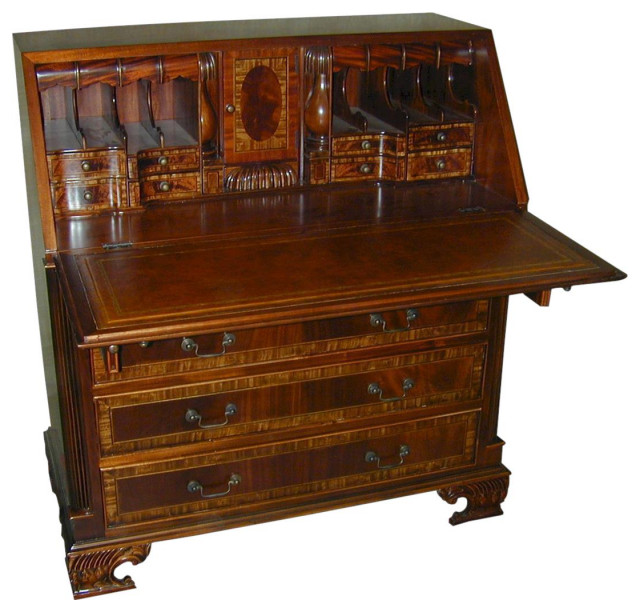 Desk Georgian Style Mahogany, Hand Tooled Leather, Banded Inlay ...