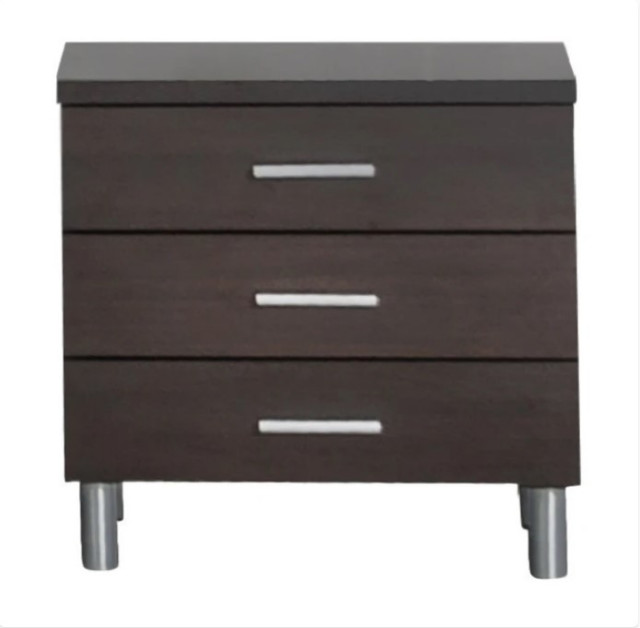 21" Wenge Veneer Mdf And Steel Nightstand - Contemporary - Nightstands ...