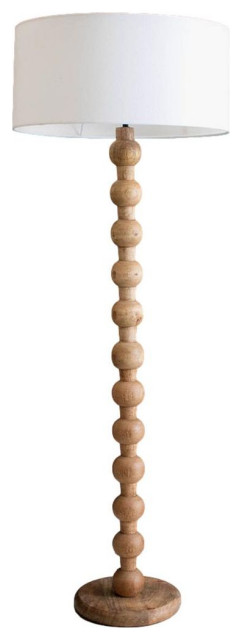 Classic Turned Wood Spindle Floor Lamp 52 in White Shade Traditional ...