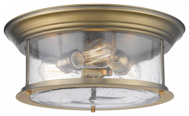 3 Light Flush Mount in Period Inspired Style - 15.5 Inches Wide by 6.5 ...
