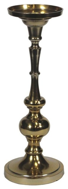 Amazing Metal Pillar Candle Holder Benzara Traditional