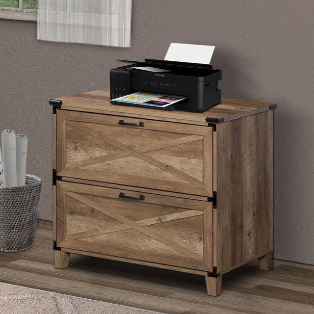 Oxford 31.5" Wide 2 Drawer Wooden Farmhouse Lateral Filing Cabinet in ...