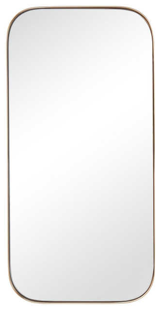 Minimalist Mirror Curved Edge Rectangle Mirror Gold Frame ...