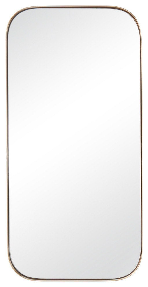 Minimalist Mirror Curved Edge Rectangle Mirror Gold Frame ...