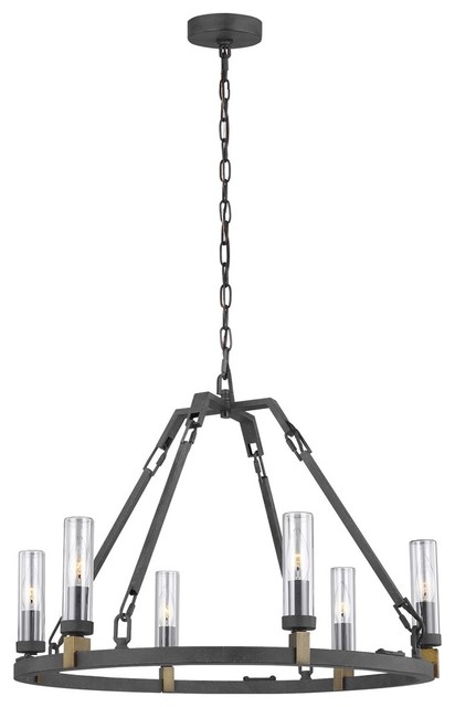 Feiss Landen 6-Light Outdoor Chandelier OLF3213/6AF, Iron/Painted Aged ...