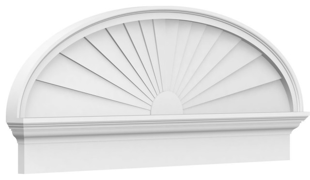 Elliptical Sunburst Architectural Grade PVC Pediment, 66"W x 23-3/8"H x ...