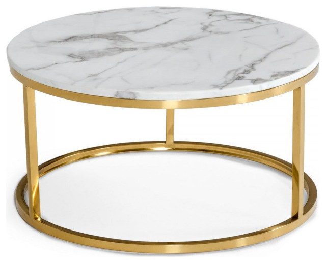 Siorys Modern Gold and Marble Coffee Table Set - Contemporary - Coffee ...