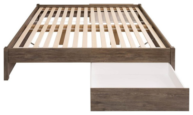 Prepac Select King 4-Post Platform Bed with 2 Drawers in Black ...