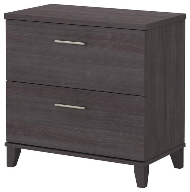Pemberly Row Contemporary 2 Drawer Lateral File Cabinet in Storm Gray ...