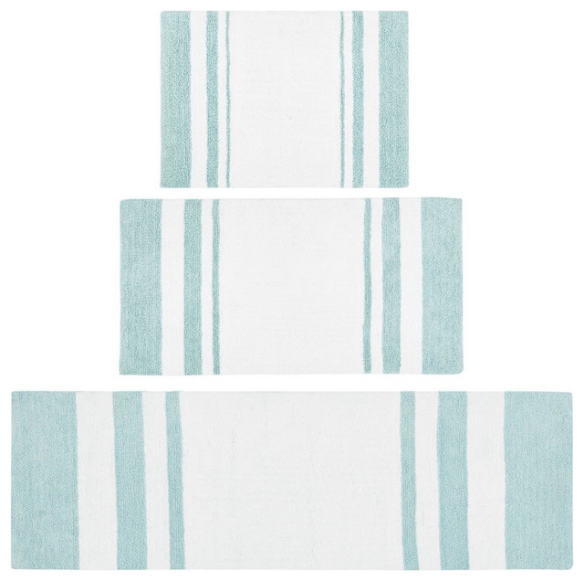 Madison Park Spa Cotton Reversible Bath Rug, Aqua - Contemporary - Bath ...
