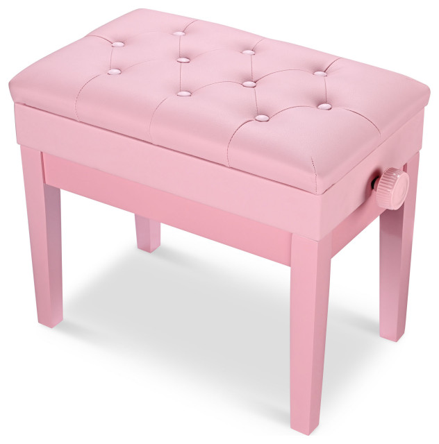 Adjustable Duet Piano Bench PU Leather Padded Wooden Keyboard Stool w ...