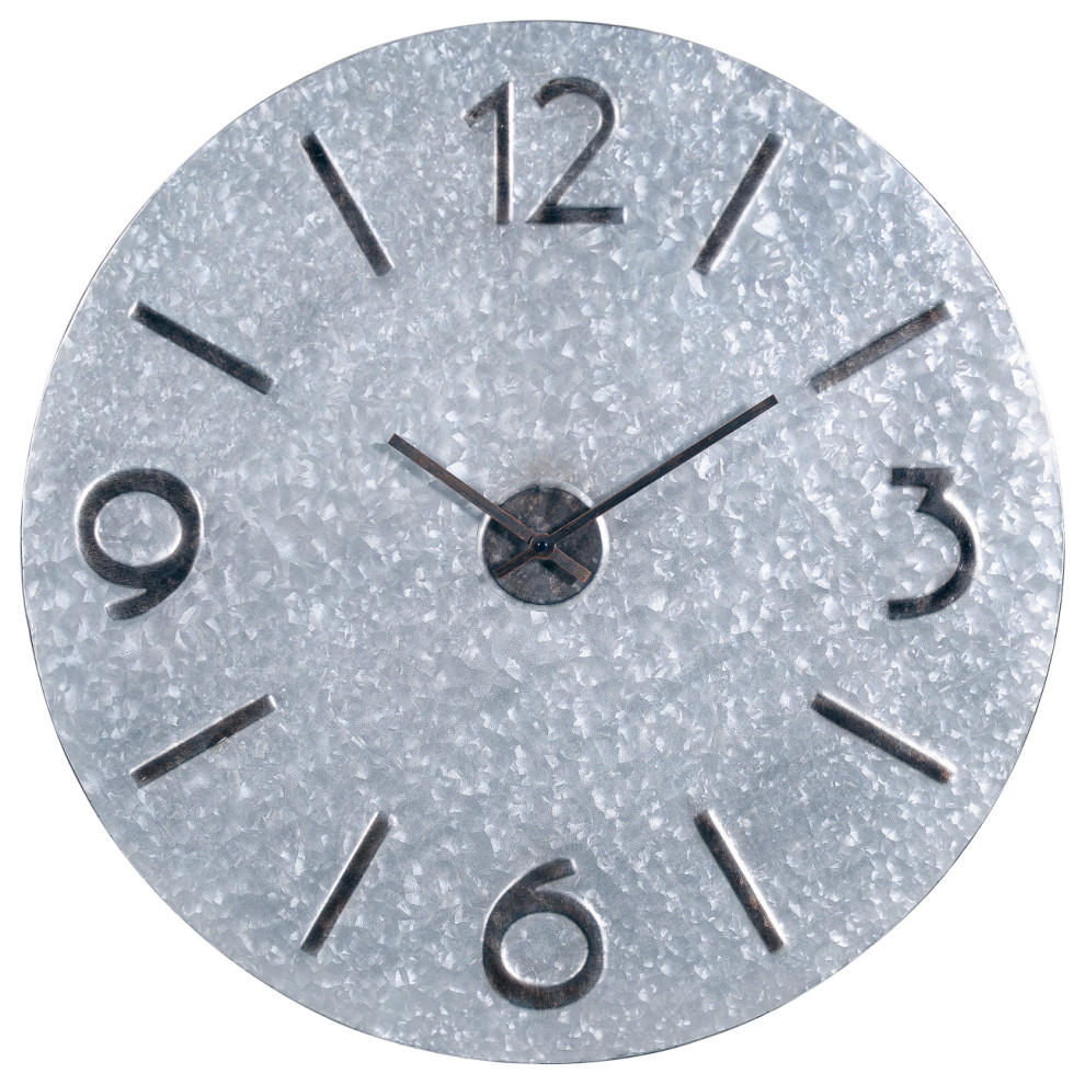 Kenroy 65118GAL Wall Clock, Miner Collection, Galvanized Finish ...