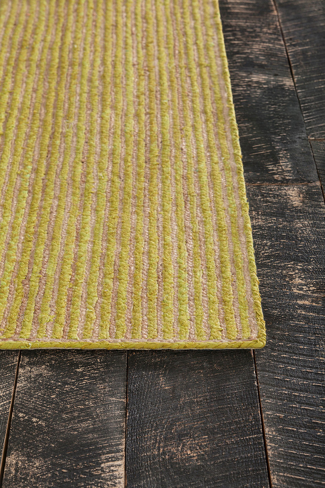 Alyssa Subtle Stripe Contemporary Area Rug, Yellow, 5'x7'6 ...