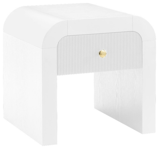 Bellagio White Wood End Table - Transitional - Side Tables And End ...