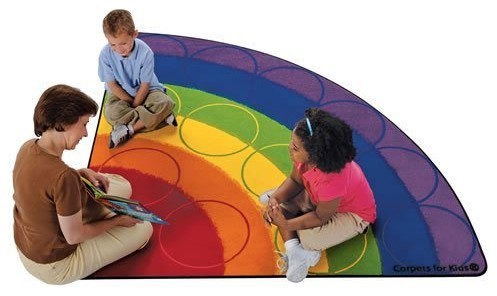 Rainbow Rows Corner Kids Rug Size, Square 6', 6' - Contemporary - Kids ...