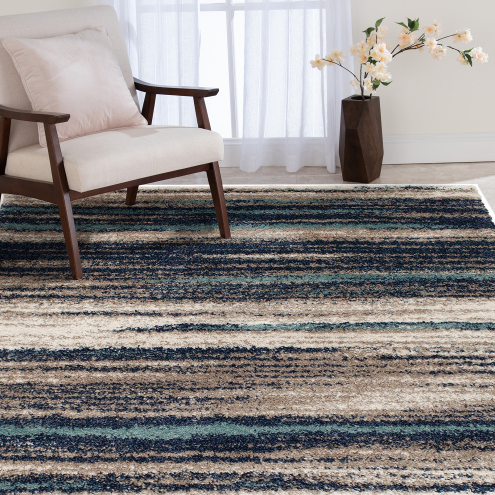 Garfeldint Blue and Beige Area Rug, 7'10"x9'10" - Contemporary - Area ...