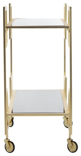 Safavieh Eliza 2 Tier Glass Bar Cart in Gold and Black - Contemporary ...