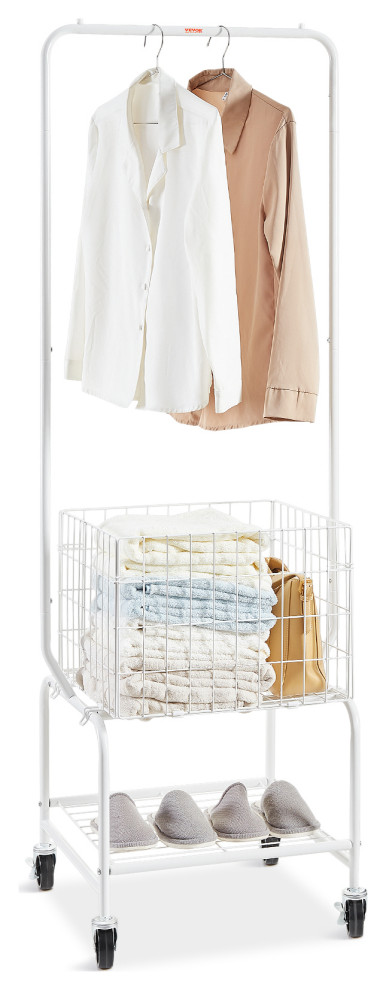 VEVOR Rolling Laundry Butler Laundry Cart With 4 Wheels & Hanging Rack ...