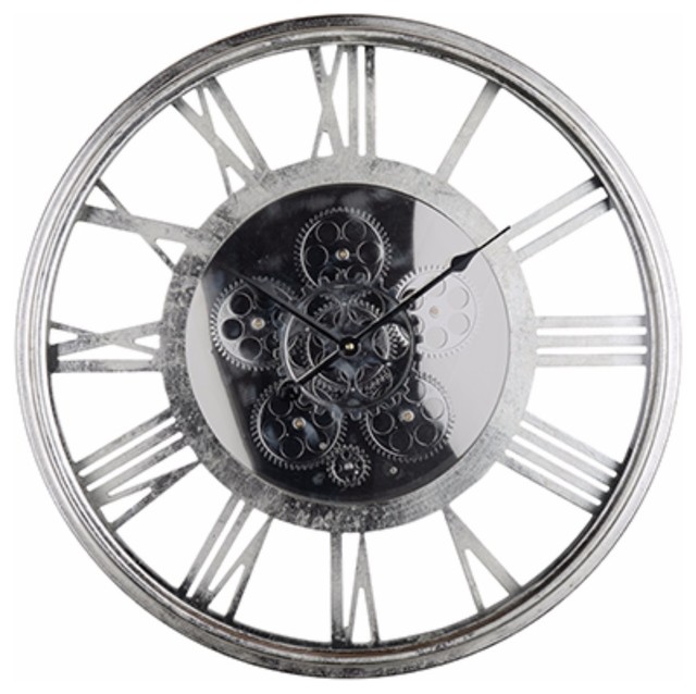 Minimalist Sleek Clock, Metallic Gray - Industrial - Wall Clocks - by ...