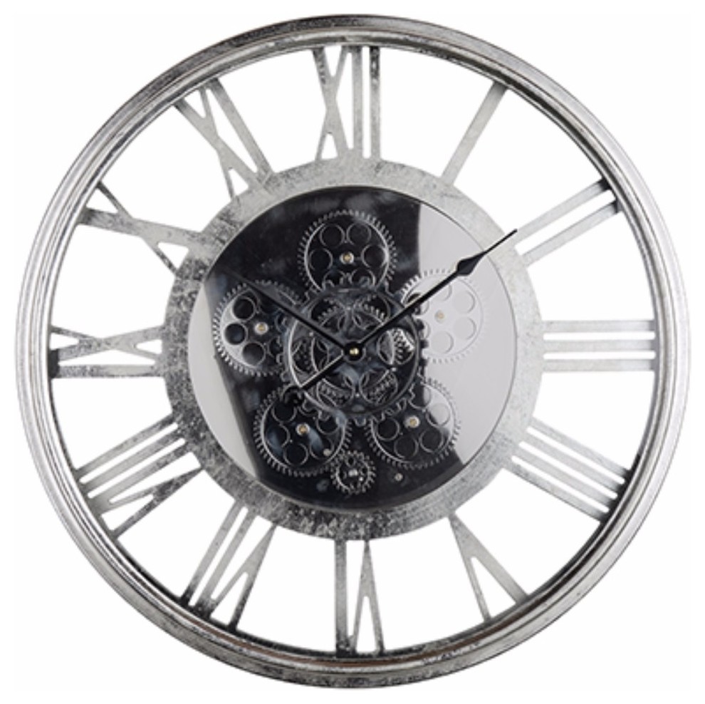 Minimalist Sleek Clock, Metallic Gray - Industrial - Wall Clocks - by ...