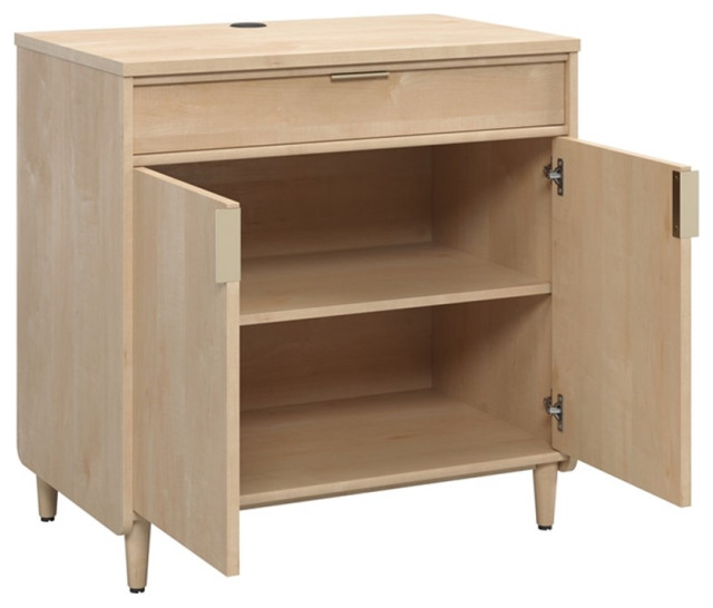Pemberly Row Contemporary Engineered Wood Library Base in Natural Maple ...