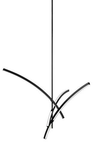 Gestures Architectural 3-Arm LED Pendant, Black - Contemporary ...
