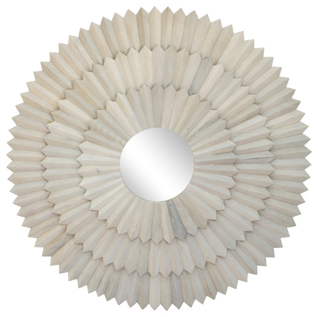 Light Wood Sunburst Mirror - Farmhouse - Wall Mirrors - by Uber Bazaar ...