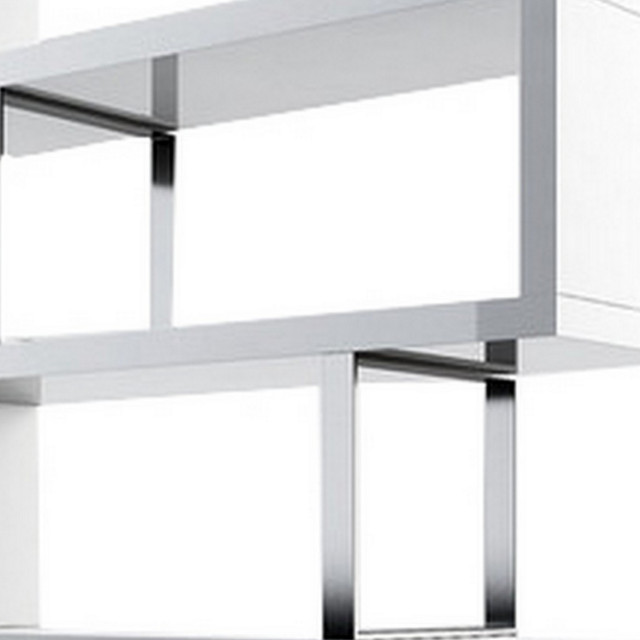 Benzara BM288144 Modern Bookshelf, 4 Tier Alternating S Shape, White ...