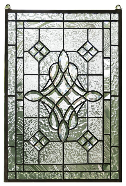 All clear beveled glass hanging window Panel 16"x24" - Traditional ...