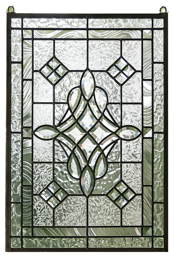All clear beveled glass hanging window Panel 16"x24" - Traditional ...