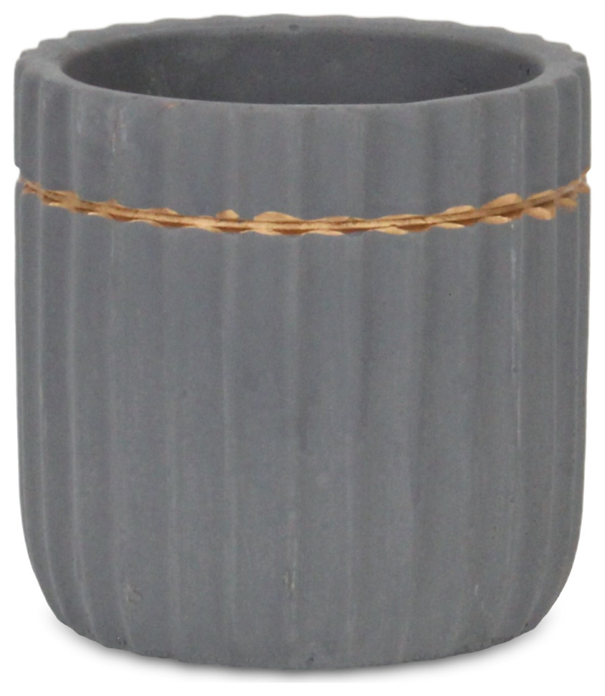 Gray Ceramic Pot with Gold Trim - Transitional - Outdoor Pots And ...