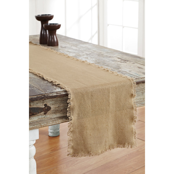 Burlap Natural Fringed Table Runners, Runner (13" X 72") - Farmhouse ...