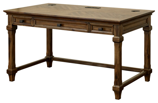Traditional Wood Writing Desk Office Desk Storage Table Brown ...
