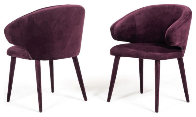 Viola Modern Purple Fabric Dining Chair, Set of 2 - Midcentury - Dining ...