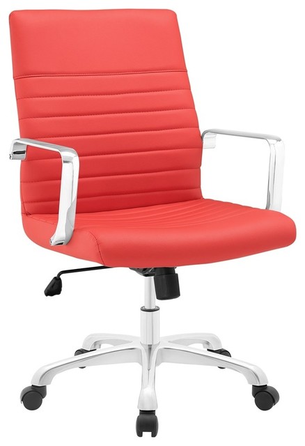Modern Contemporary Office Chair, Red Faux Leather - Contemporary ...