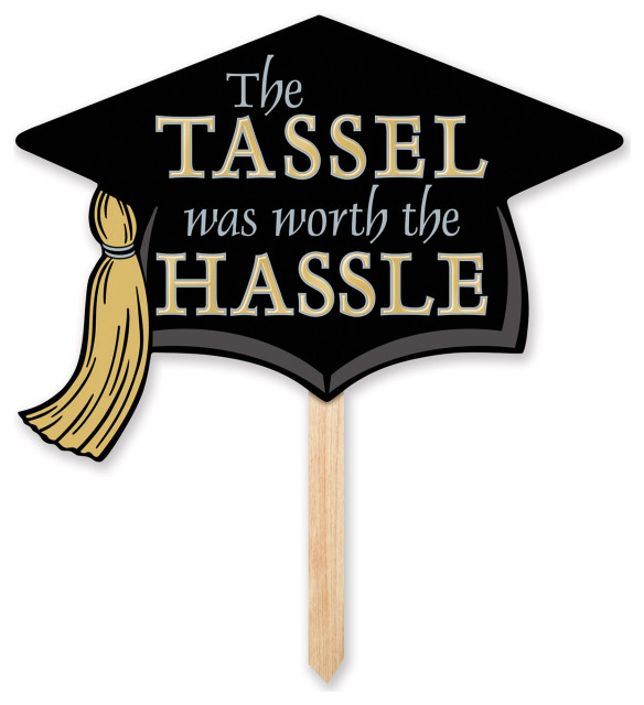 Set of 6 Black and Gold Grad Cap Yard Sign - 17.5” - Contemporary ...