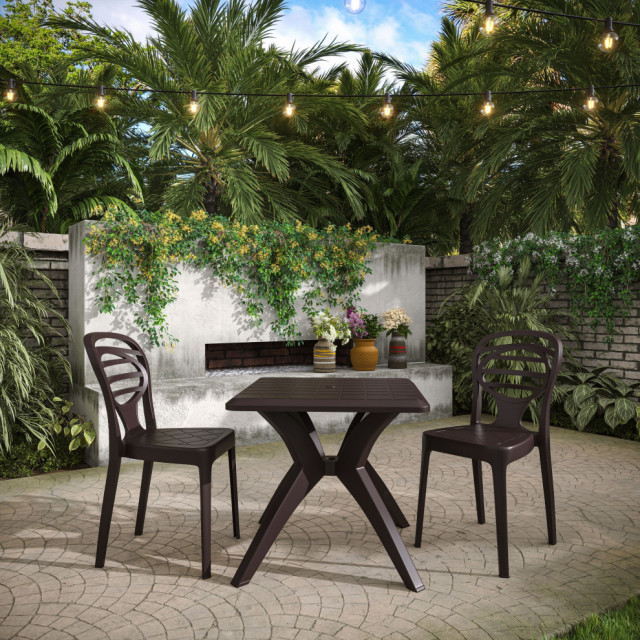 Kova Chairs & Marcella Table Set, Brown - Transitional - Outdoor Dining ...