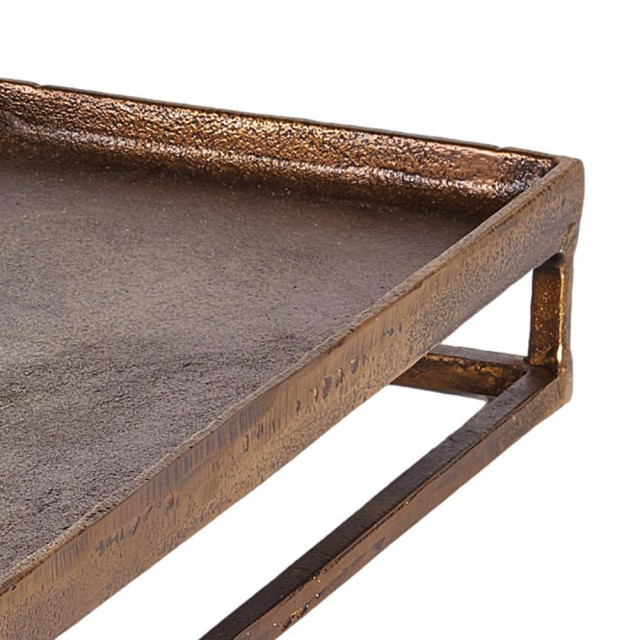Rustic Minimalist Textured Brass Bronze Raised Tray Display Riser Metal ...