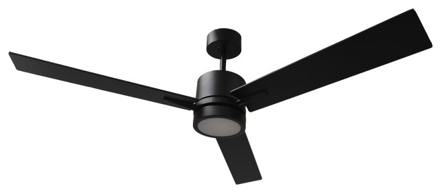 Vivio Lighting 3-Blade 52" Cylinder Ceiling Fan w/LED, Matte Black ...