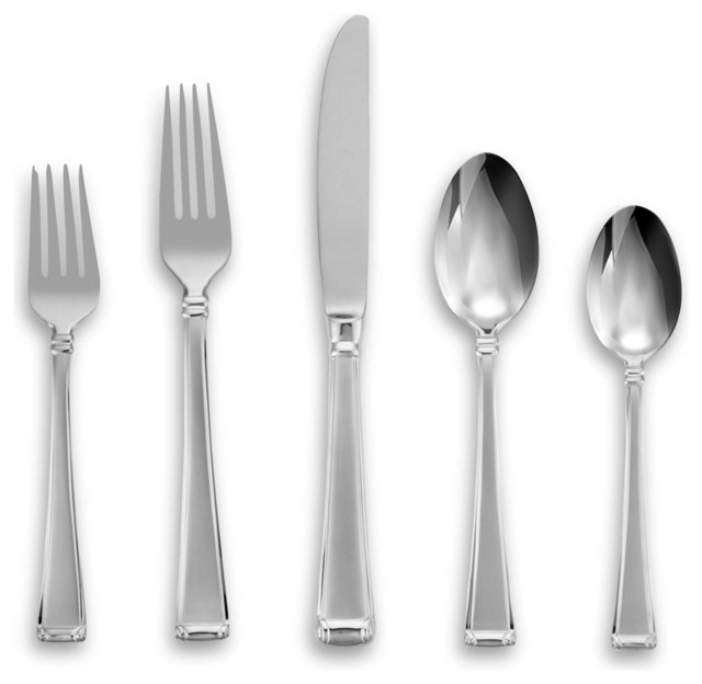 Gorham Column Frosted 45Pc Flatware Set - Contemporary - Flatware And ...
