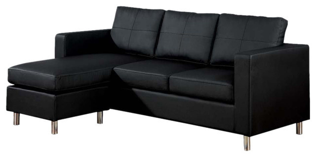 1PerfectChoice Kemen Modern Reversible Chaise Sectional, Black ...