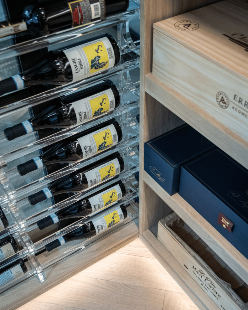 Home wine wall with a Havana Black Frame - Modern - Wine Cellar - Essex ...