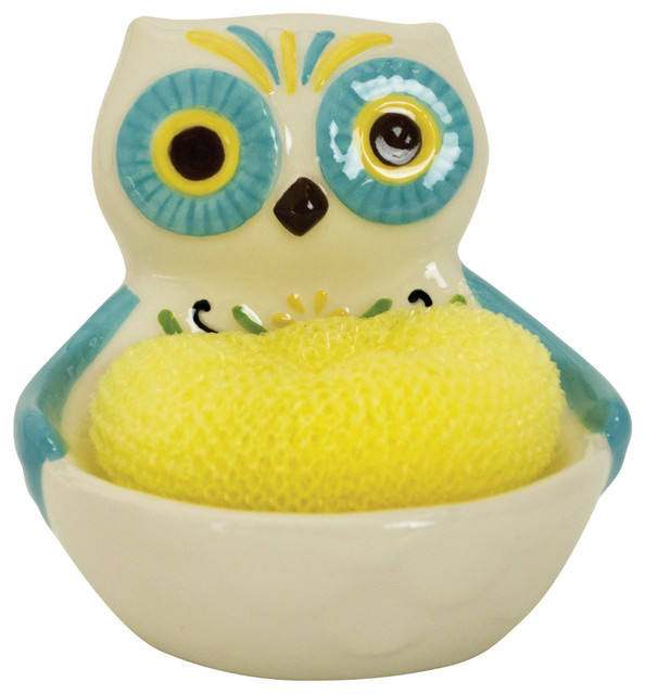 Boston Warehouse Earthenware Floral Owl Scrubby Holder - Contemporary ...
