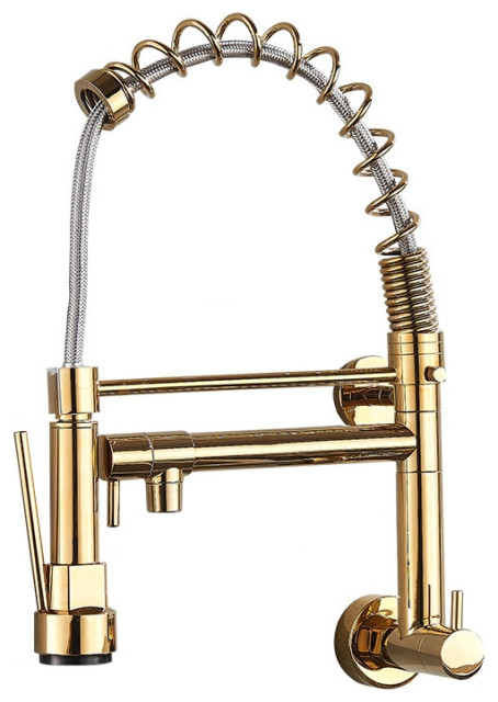 Wall Mounted Swivel Side Sprayer Dual Spout Kitchen Tap - Contemporary ...