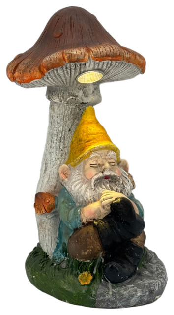 14" Napping Gnome Mushroom Solar LED Statue - Traditional - by GALT | Houzz