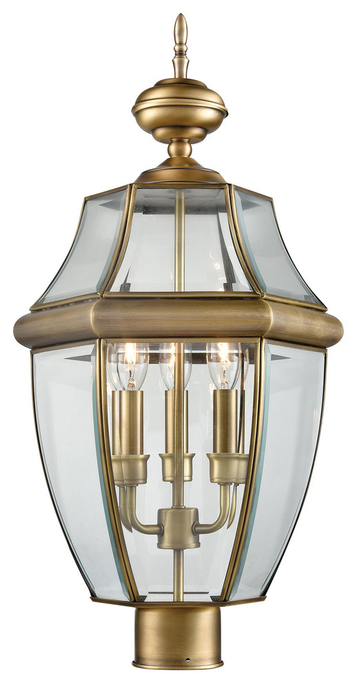 Ashford 3-Light Post Lantern, Antique Brass, Large - Traditional - Post ...