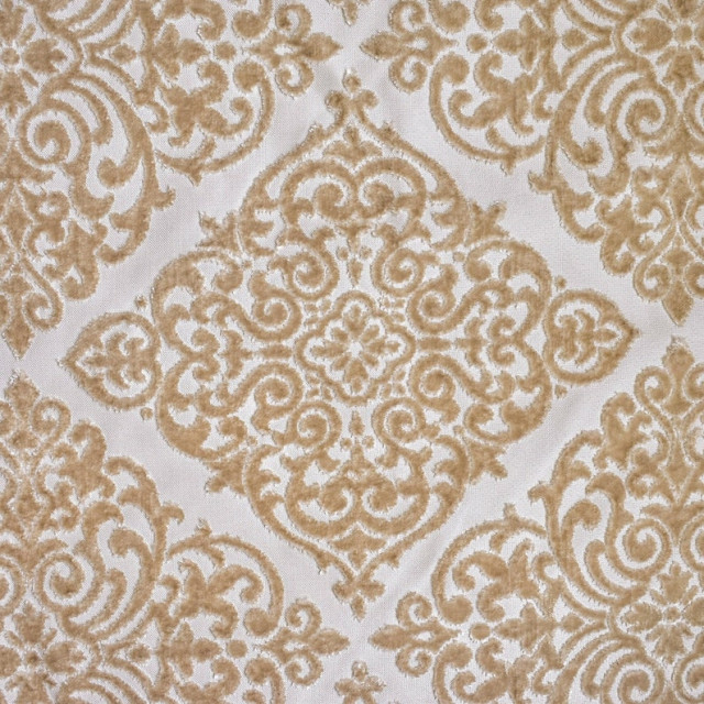 Beige Damask Velvet Fabric By The Yard, 54 inches width - Modern ...